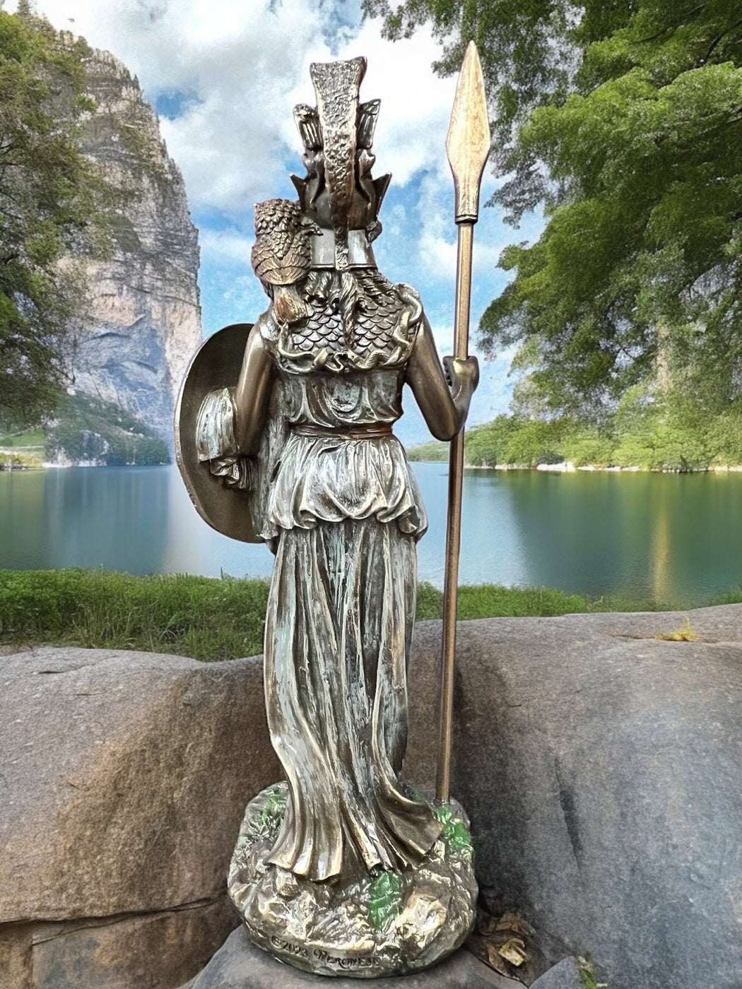 Athena Greek Goddess of Wisdom Statue, Shield & Owl | Veronese Design ...