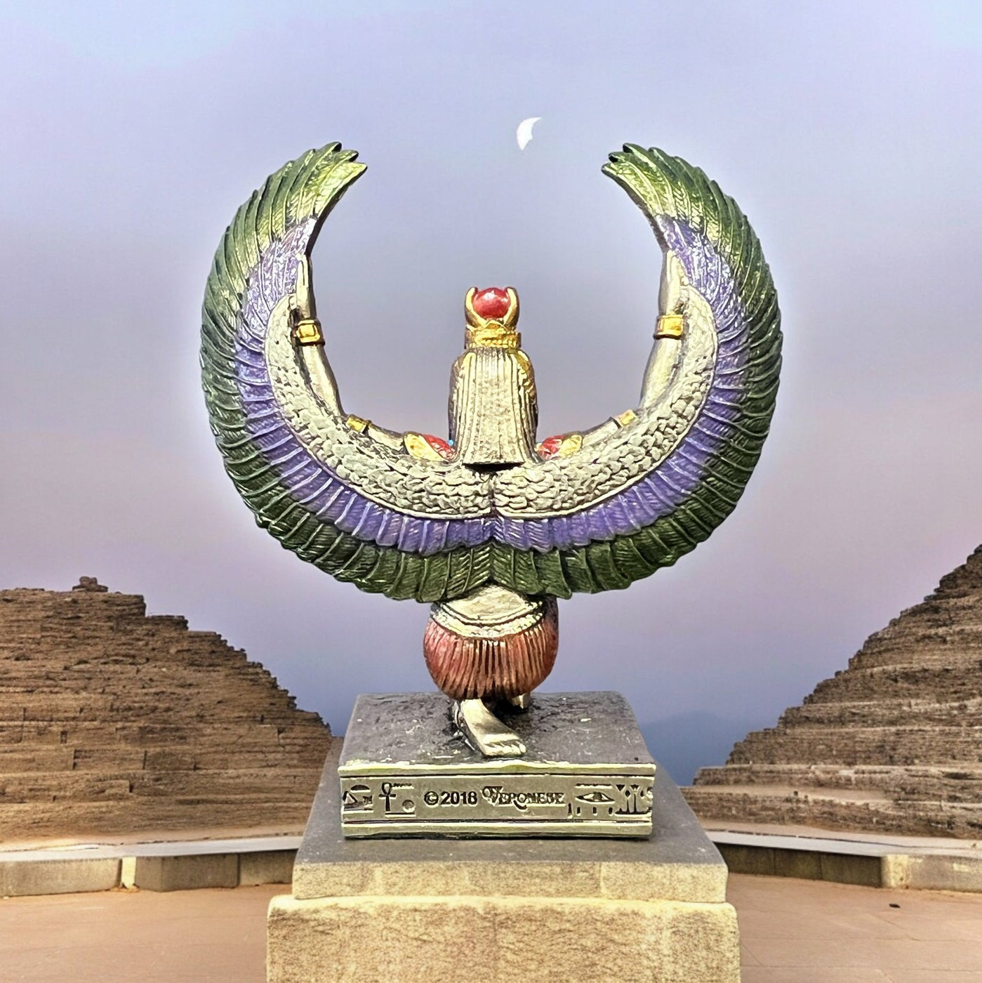Isis, Egyptian Goddess, Kneeling with Wings Outspread, Miniature Statue ...
