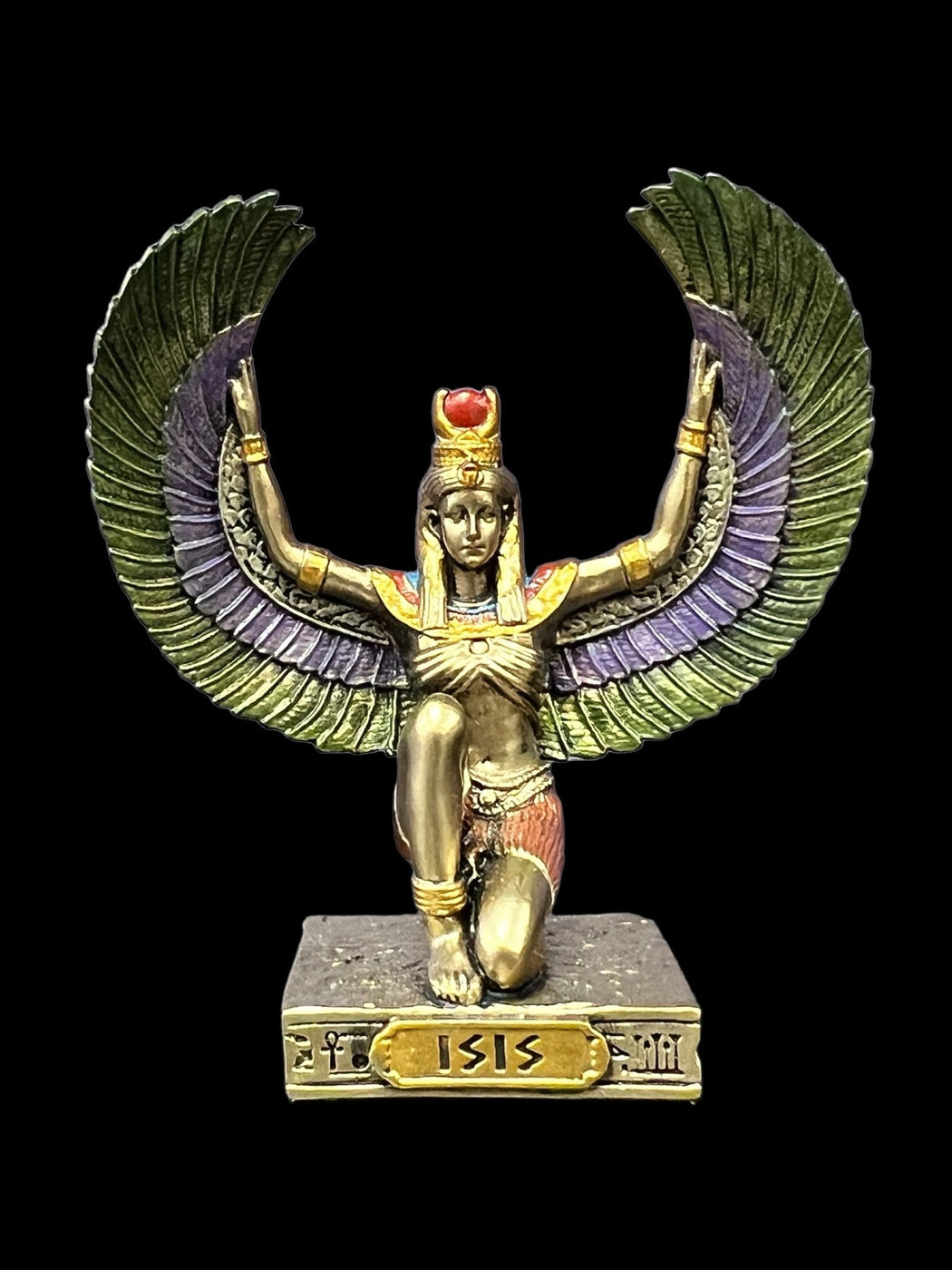 Isis, Egyptian Goddess, Kneeling with Wings Outspread, Miniature Statue ...
